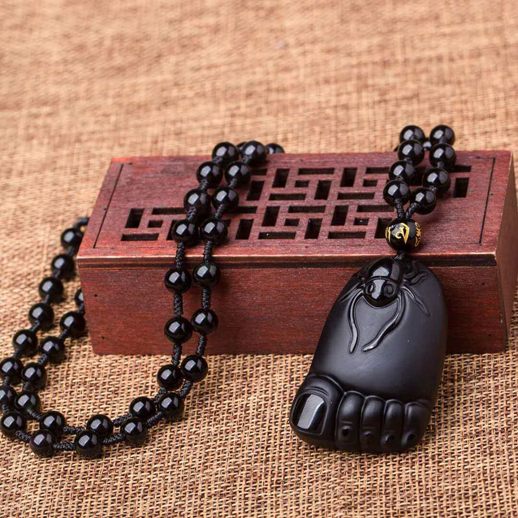 Foot Spider Pendant Obsidian Talisman Necklace – Taikong Sky
