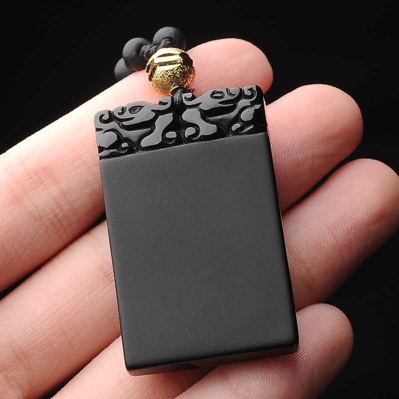 Obsidian Talisman Blank Pendant Necklace – Taikong Sky